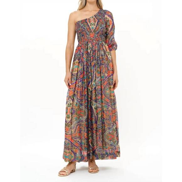 Oliphant | Dresses | New Oliphant Puff Sleeve One Shoulder Smocked Maxi ...